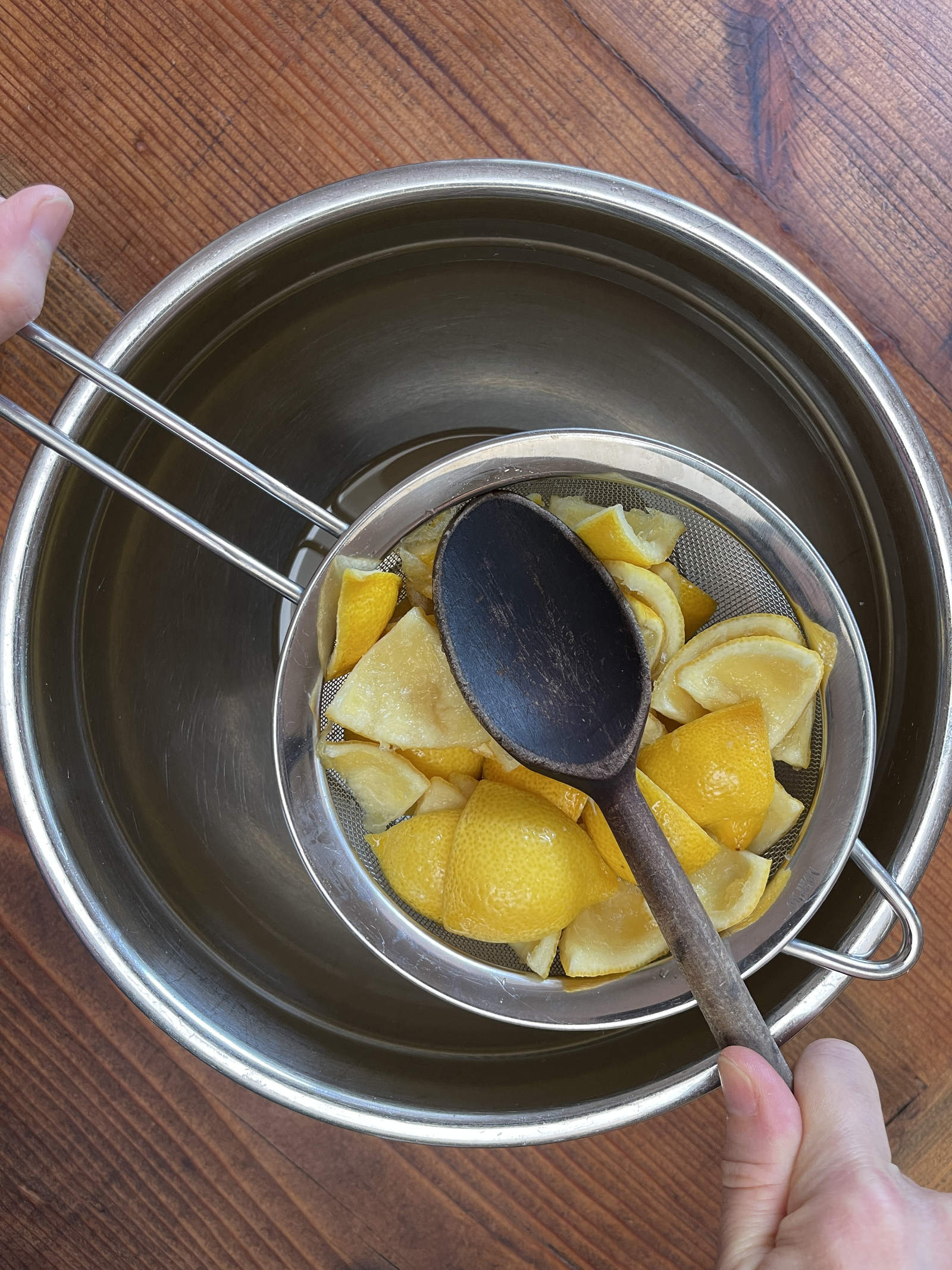 03.02.24 force out lemon rind syrup wooden spoon - Zero-Waste Chef